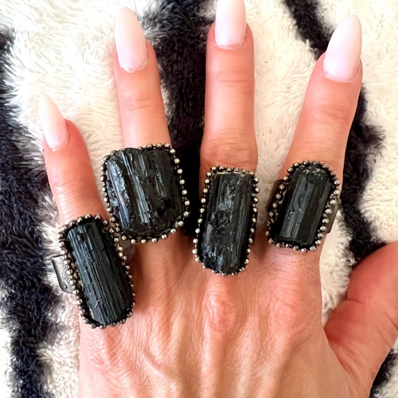 Jewelry | New Stock Emf Protection Huge Black Tourmaline Ring | Poshmark